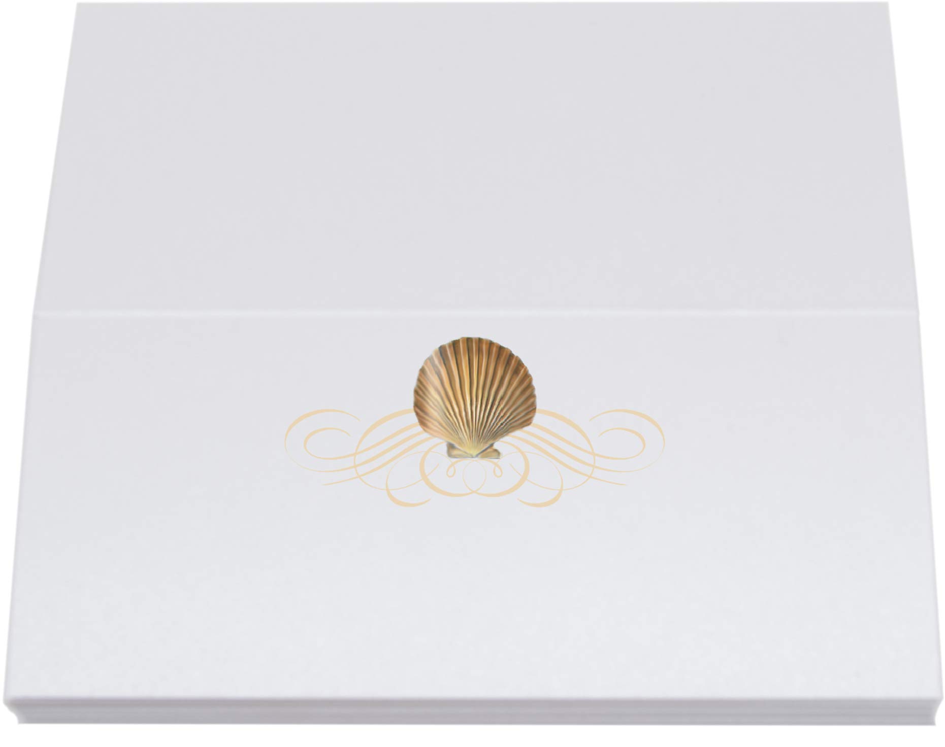 Scallop Seashell Flourish Place Cards, Set of 25, Pre-cut and Scored - Wedding, Party, Dinner, and Special Events - Made in the USA