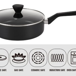 EPPMO Hard-Anodized Nonstick Saute Pan with Lid, Bakelite Handle, 3.2 Quart