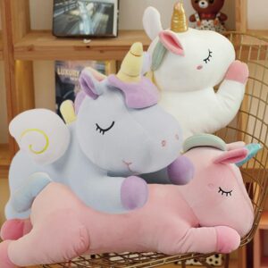 ARELUX 24in Cute White Giant Stuffed Unicorn Plush:Soft Animal Hugging Pillow Unicorn Stuffed Animal, Big Body Plushie,Large Unicorn Room Decor Friends Family Member