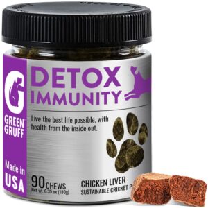 green gruff dog probiotics & digestive enzymes - organic dog immune supplement with protein, multivitamin & omega 3 fish oil for dogs - made in usa - dog allergy relief - canine probiotic - 90 chews