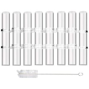 doitool 8pcs test tube vase decorative glass vase hinged bud test tubes vases planter arranging container hydroponic holder decor with hooks and brushes 18cm