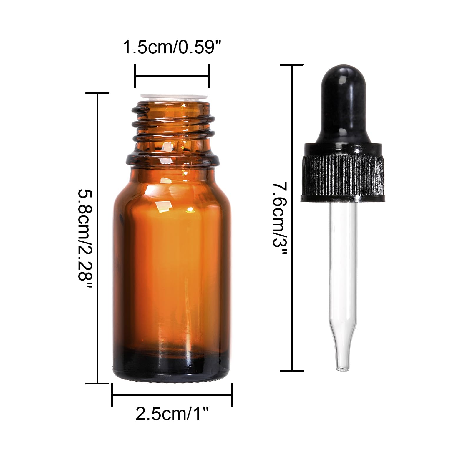 Kingrol 30 Pack 10ml Amber Glass Bottles with Eye Dropper, Glass Dropper Bottles for Essential Oils, Perfumes, Aromatherapy, Chemistry Lab Chemicals