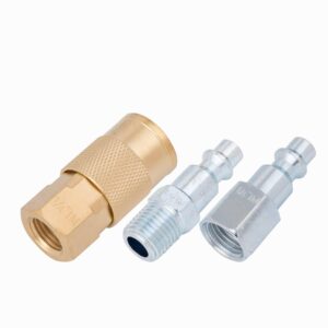 craftsman 1/4-in npt universal coupler/plug kit, 3-piece, industrial interchange, steel and brass construction