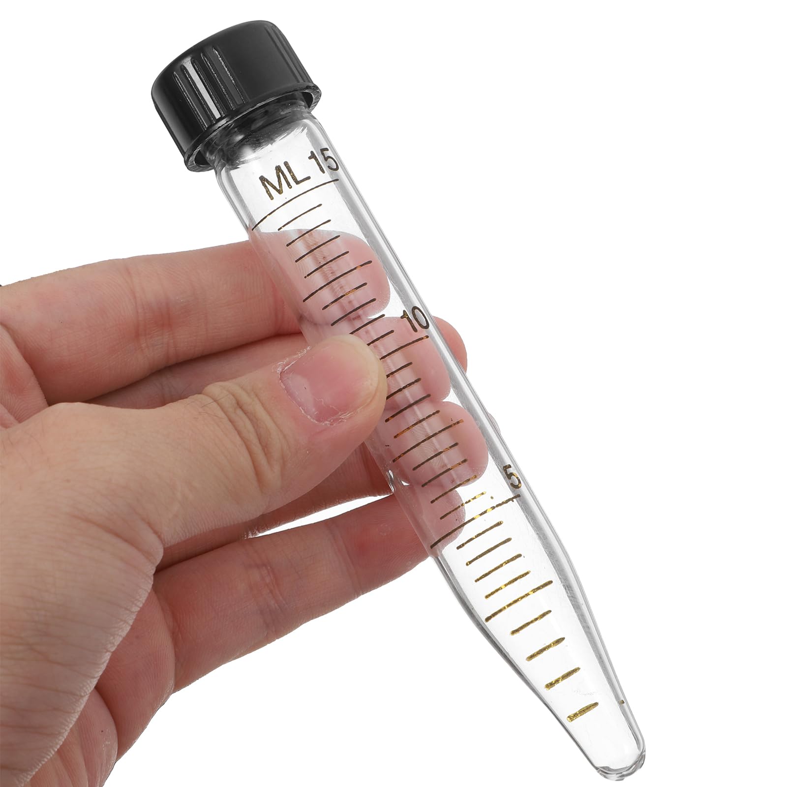 TEHAUX Conical Centrifuge Tubes, 10PCS 15ml Leak- Proof Sterile with Screw Cap Graduated Glass Vial Tube Test Container