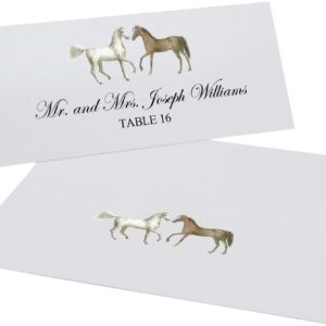 Two Horses Place Cards, Set of 25, Pre-cut and Scored - Wedding, Party, Dinner, and Special Events - Made in the USA