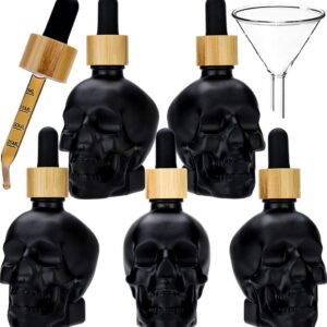 HUIZHU 3PCS 2oz Skull Glass Dropper Bottles Refillable Bottles liquid bottling Dispensing bottle with Eye Dropper Pipettes for Essential Oils/Beauty Oil Mix, Aromatherapy Blends (60ml x 3pcs)