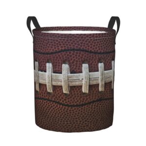 dujiea american football themed laundry basket round with handle, collapsible foldable canvas storage bin dirty clothes bag for laundry/toys organizer/college dorm/nursery/decor(2 sizes)