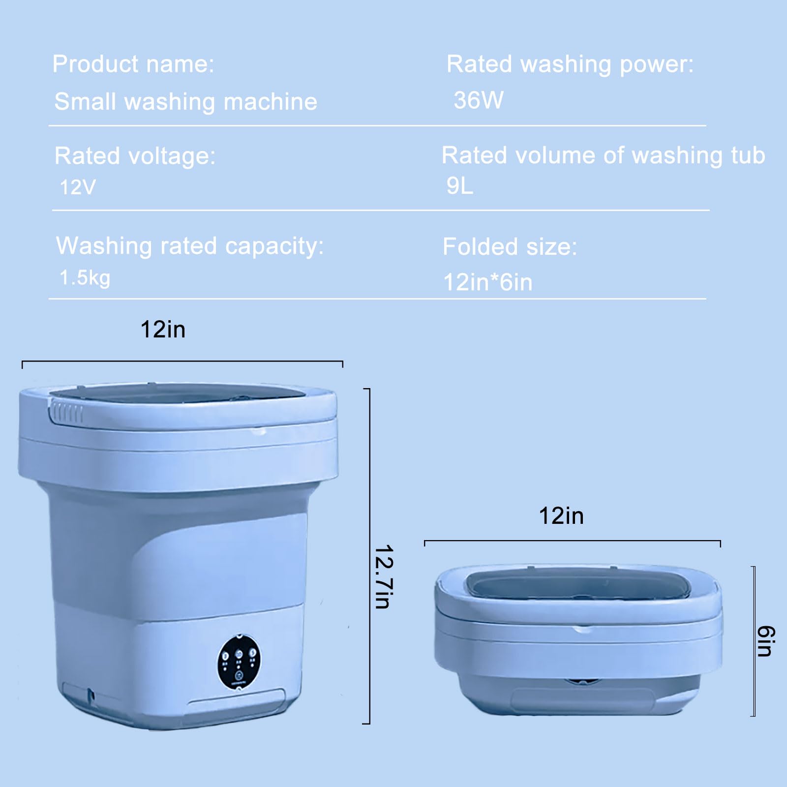 Portable Washing Machine,9L Large Capacity Small Washing Machine,Foldable Washing Machine Washing Small Pieces of Clothing, Baby Clothes,Underwear,Socks…