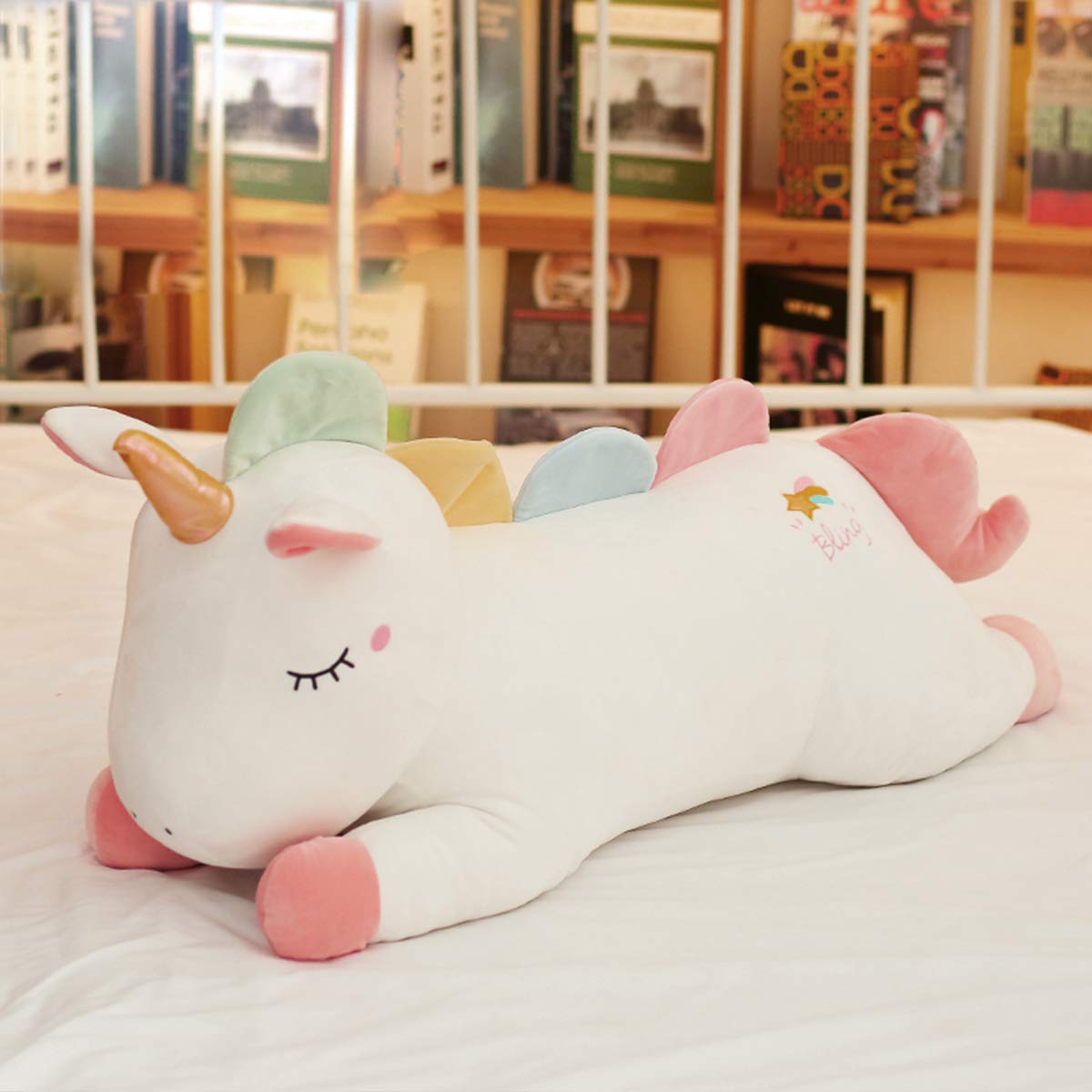 ARELUX 24in Cute White Giant Stuffed Unicorn Plush:Soft Animal Hugging Pillow Unicorn Stuffed Animal, Big Body Plushie,Large Unicorn Room Decor Friends Family Member