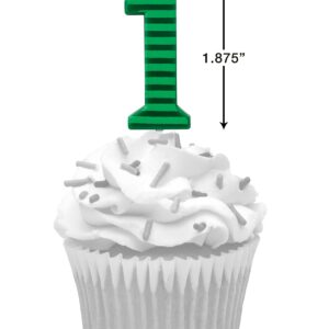 Papyrus Number 1 Birthday Candle, Green Stripes (1-Count)