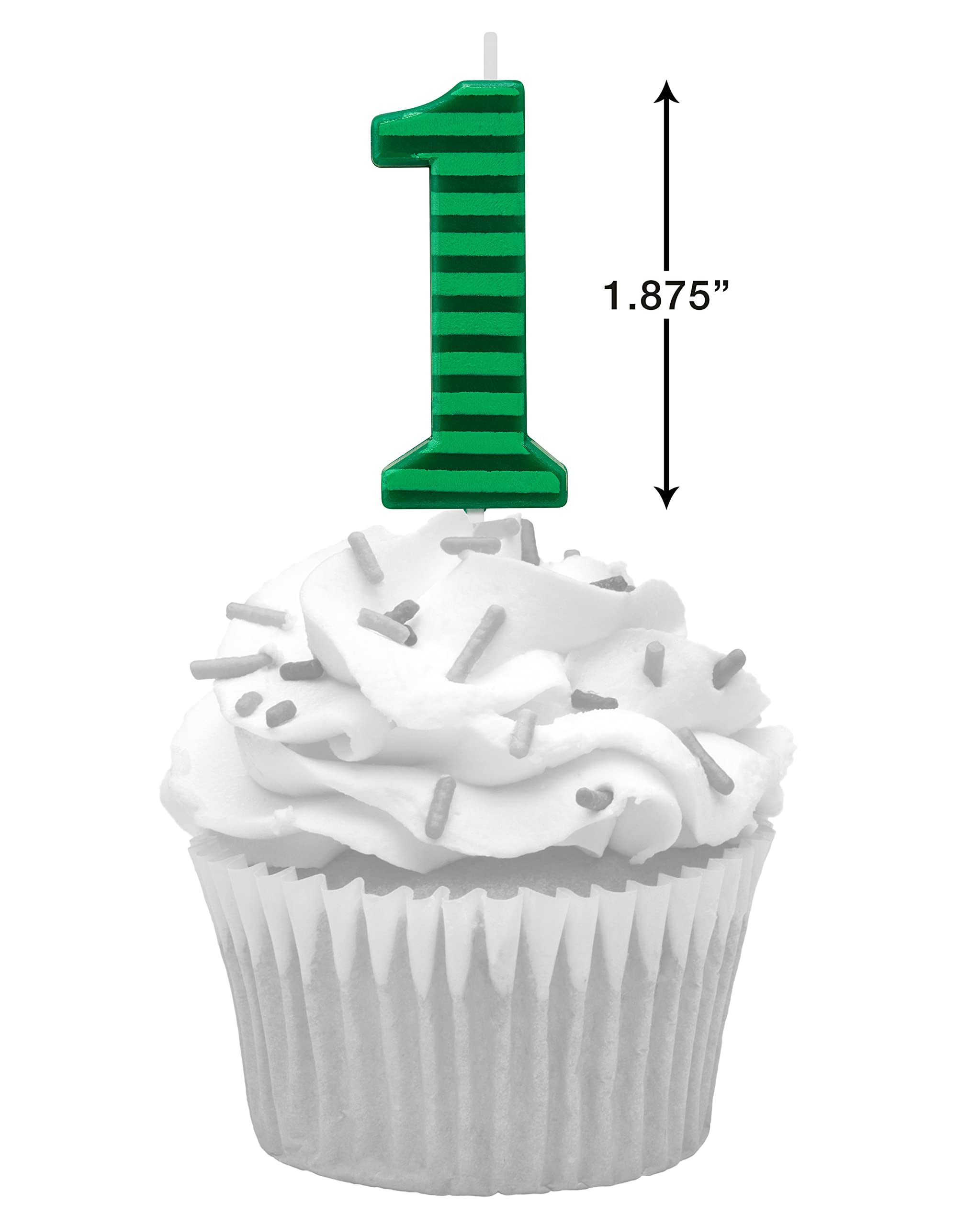 Papyrus Number 1 Birthday Candle, Green Stripes (1-Count)