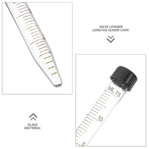 TEHAUX Conical Centrifuge Tubes, 10PCS 15ml Leak- Proof Sterile with Screw Cap Graduated Glass Vial Tube Test Container