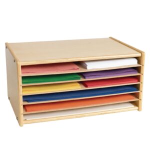 colorations wooden organizer for paper storage, 20 1/4" w x 13 1/4" d x 10 1/4" h construction paper classroom sorter, for 12" x 18" and 9" x 12" sizes