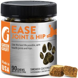 green gruff dog hip & joint supplement - organic dog arthritis supplement w/glucosamine, msm, turmeric - made in usa - joint mobility, reduced inflammation, arthritis pain relief for dogs - 90 chews