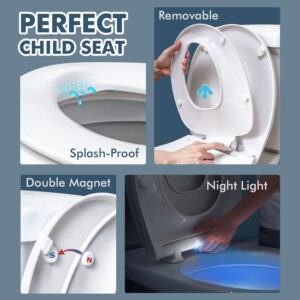 Round Toilet Seat with Built in Potty Training Seat, Slow Close, Easy Clean,Fit Standard Round Toilet, Plastic, White