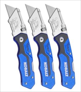 kobalt lockback utility knife 3 piece set with quick change mechanism