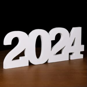 Ivenf Graduation Decorations, Large Numbers 2024 Table Sign, Free Standing 2024 Centerpieces for Graduate Photo Props, Graduation Party Supplies, New Years Holiday, Grad Decor, White