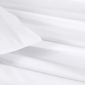 H by Frette Sateen Standard Bed Bundle (Queen) - Luxury All-White Bedding Bundle/Includes Pillowcases, Fitted Sheet, and Duvet Cover