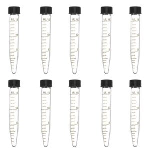 tehaux conical centrifuge tubes, 10pcs 15ml leak- proof sterile with screw cap graduated glass vial tube test container