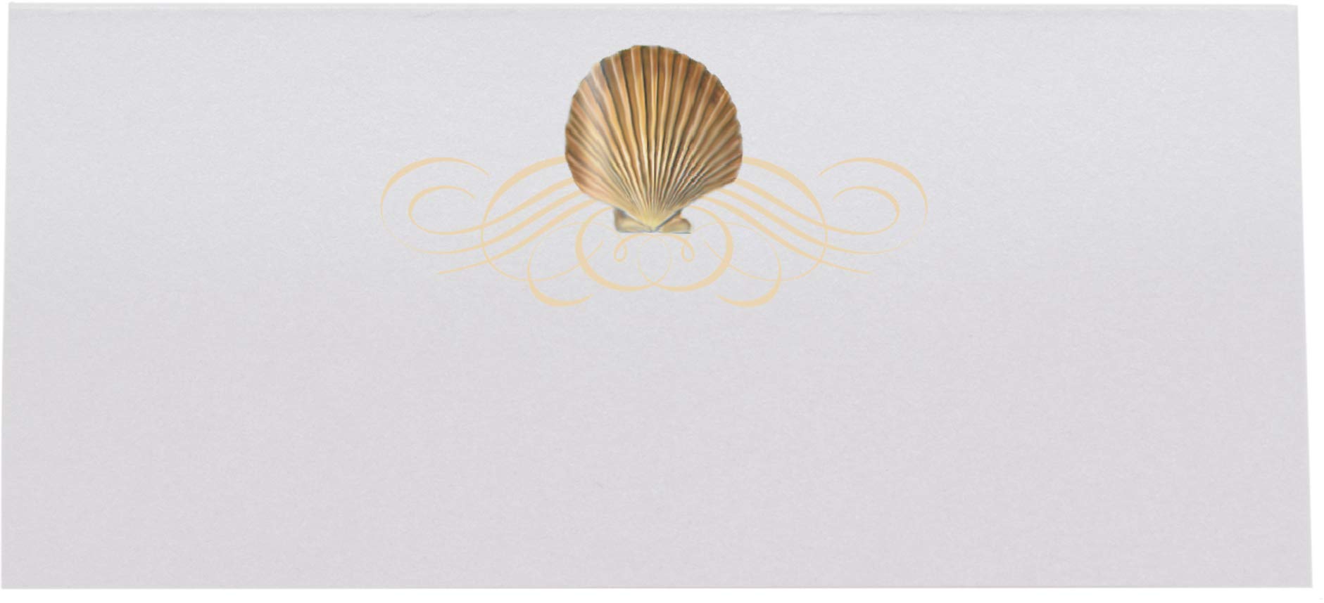 Scallop Seashell Flourish Place Cards, Set of 25, Pre-cut and Scored - Wedding, Party, Dinner, and Special Events - Made in the USA