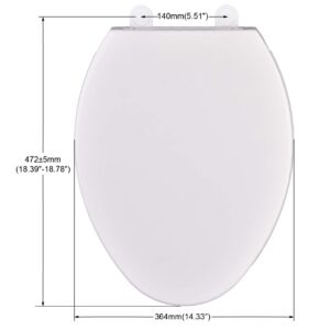 CYRRET Elongated Toilet Seat Slow Close, Easy to Install and Clean, Durable Plastic, White, Replacement Toilet Seats, Fits Standard Elongated, Obling or Oval Toilets