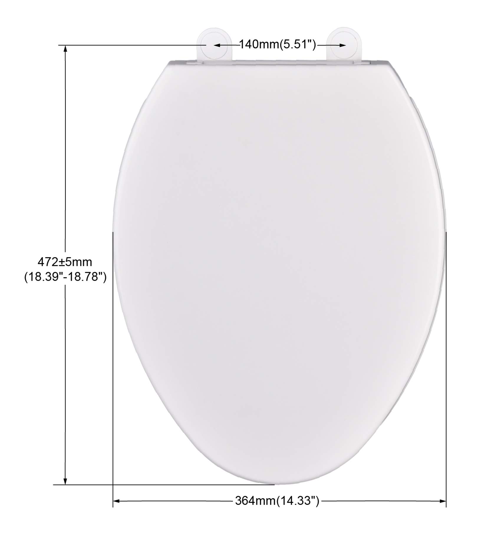 CYRRET Elongated Toilet Seat Slow Close, Easy to Install and Clean, Durable Plastic, White, Replacement Toilet Seats, Fits Standard Elongated, Obling or Oval Toilets