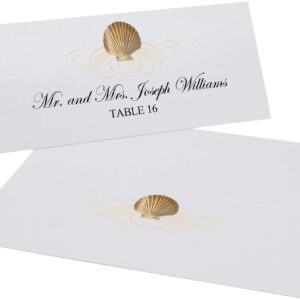 Scallop Seashell Flourish Place Cards, Set of 25, Pre-cut and Scored - Wedding, Party, Dinner, and Special Events - Made in the USA