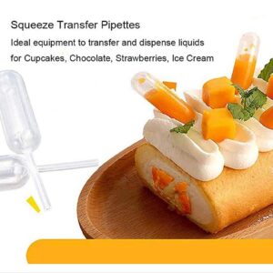 300 Pieces 4ml Cupcake Pipettes, Food Grade Plastic Disposable Pipettes Mini Liquid Injector (300-A)