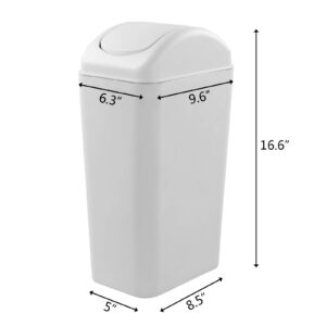 Uumitty 3.5 Gallons Plastic Trash Can, Kitchen Garbage Dustbin, Grey, 1 Pack