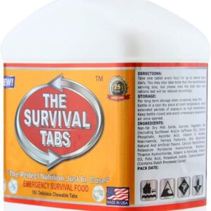 Emergency Survival Food Tablets 1 bottle 180 count Chocolate Flavored