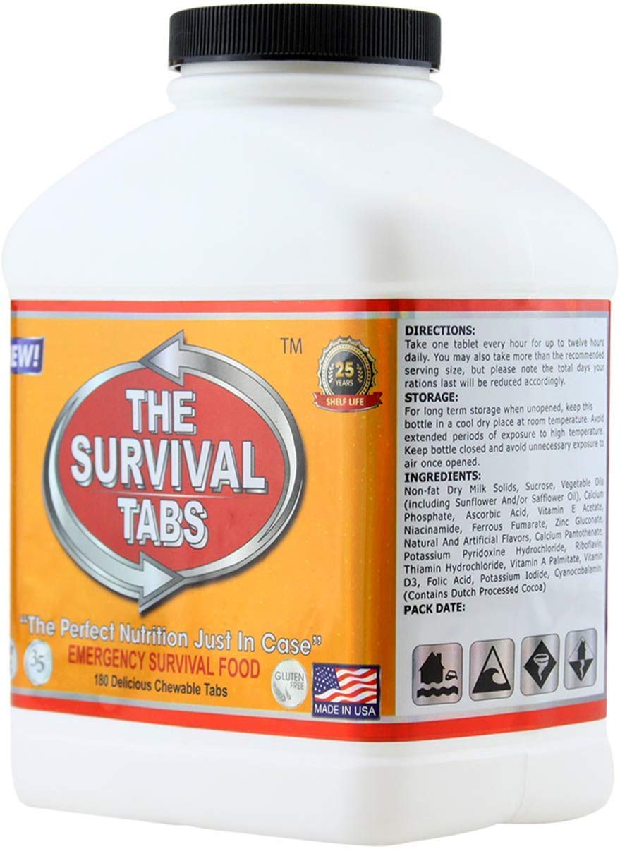 Emergency Survival Food Tablets 1 bottle 180 count Chocolate Flavored