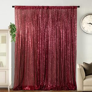 DUOBAO Sequin Backdrop Curtain 4FTx8FT Burgundy Sequins Photo Background Bridal Decoration Fabric Backdrops Glitter Wedding Party Backgrounds Drapes (4FTX8FT, Burgundy)