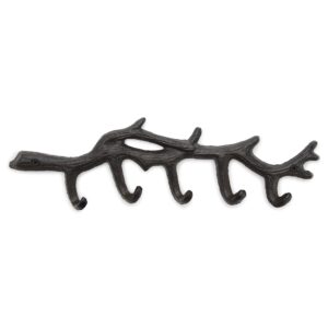 gasarÉ, key holder for wall mount, cast iron key hook, key rack, tree branch design, screws and anchors, large size of 13¼ x 4 inches, brown, 1 unit