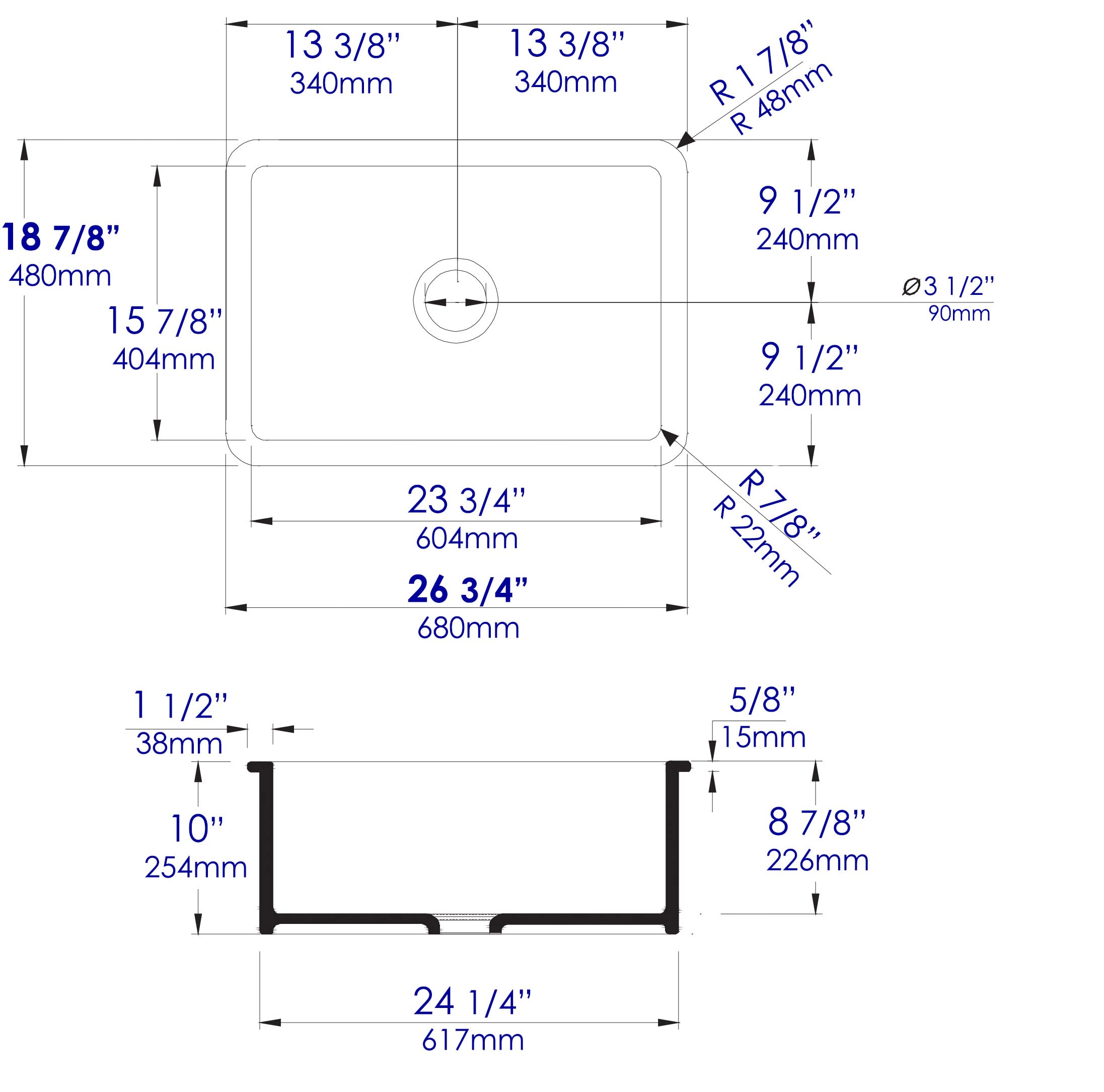 ALFI brand ABF2718UD-GM Kitchen Sink, Grey Matte