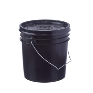 letica 1 gallon bucket with lid, hdpe, 6 pack (black)