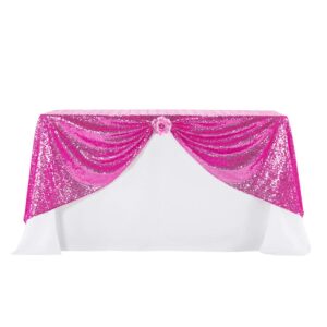 JYFLZQ Fuchsia Sequin Tablecloth 50" x 50" Small Square Sparkly Drape Table Cloths Table Cover Overlay for Wedding Birthday Party Baby Bridal Shower