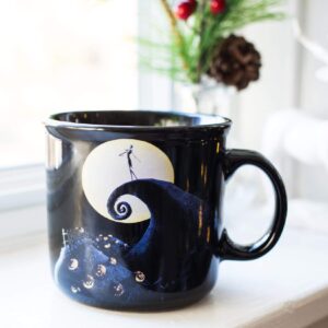 The Nightmare Before Christmas Jack Skellington On Spiral Hill Ceramic Camper Mug | Themed Casual Drinkware For Coffee, Tea, Hot Cocoa | Holds 20 Ounces