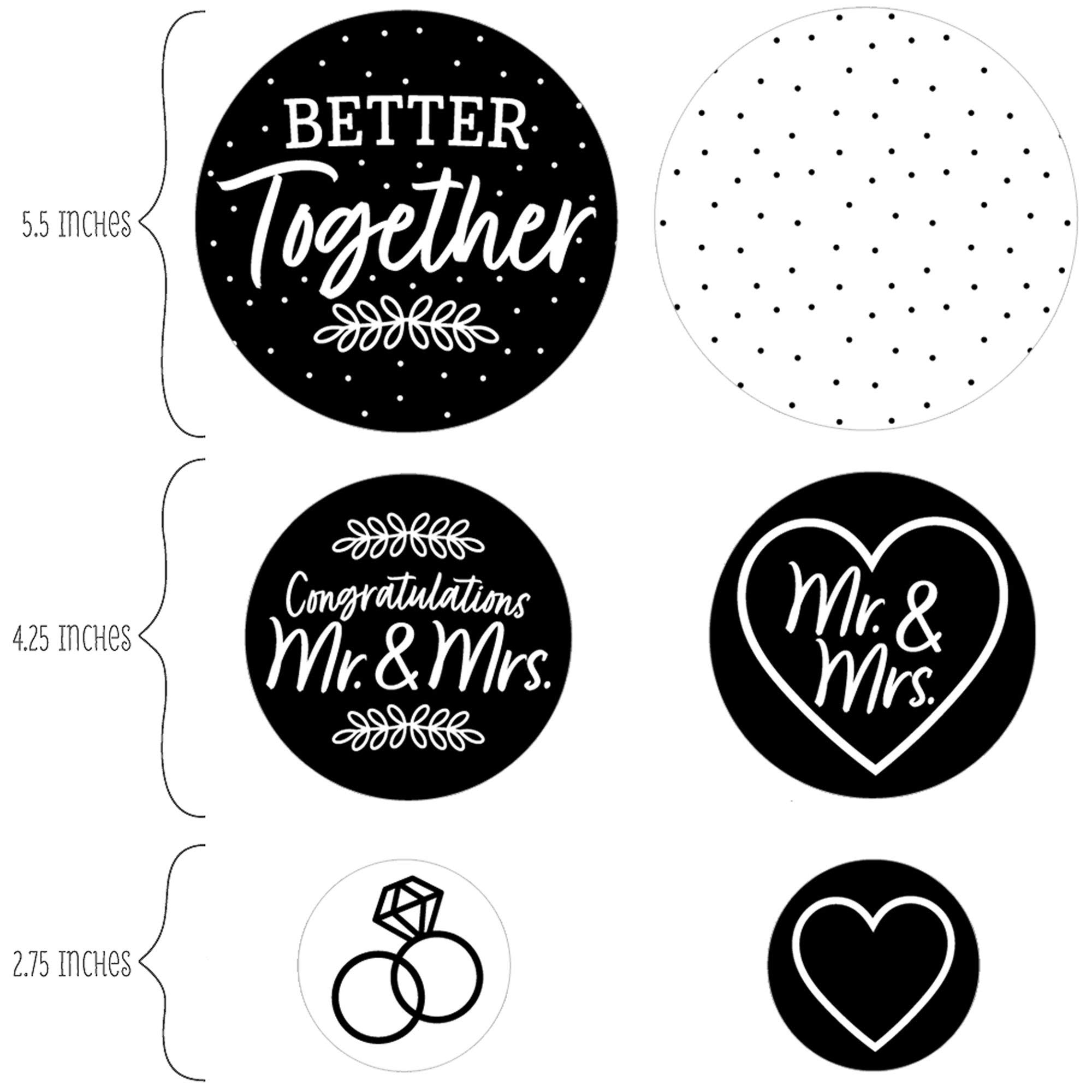 Big Dot of Happiness Mr. and Mrs. - Black and White Wedding or Bridal Shower Giant Circle Confetti - Party Decorations - Large Confetti 27 Count