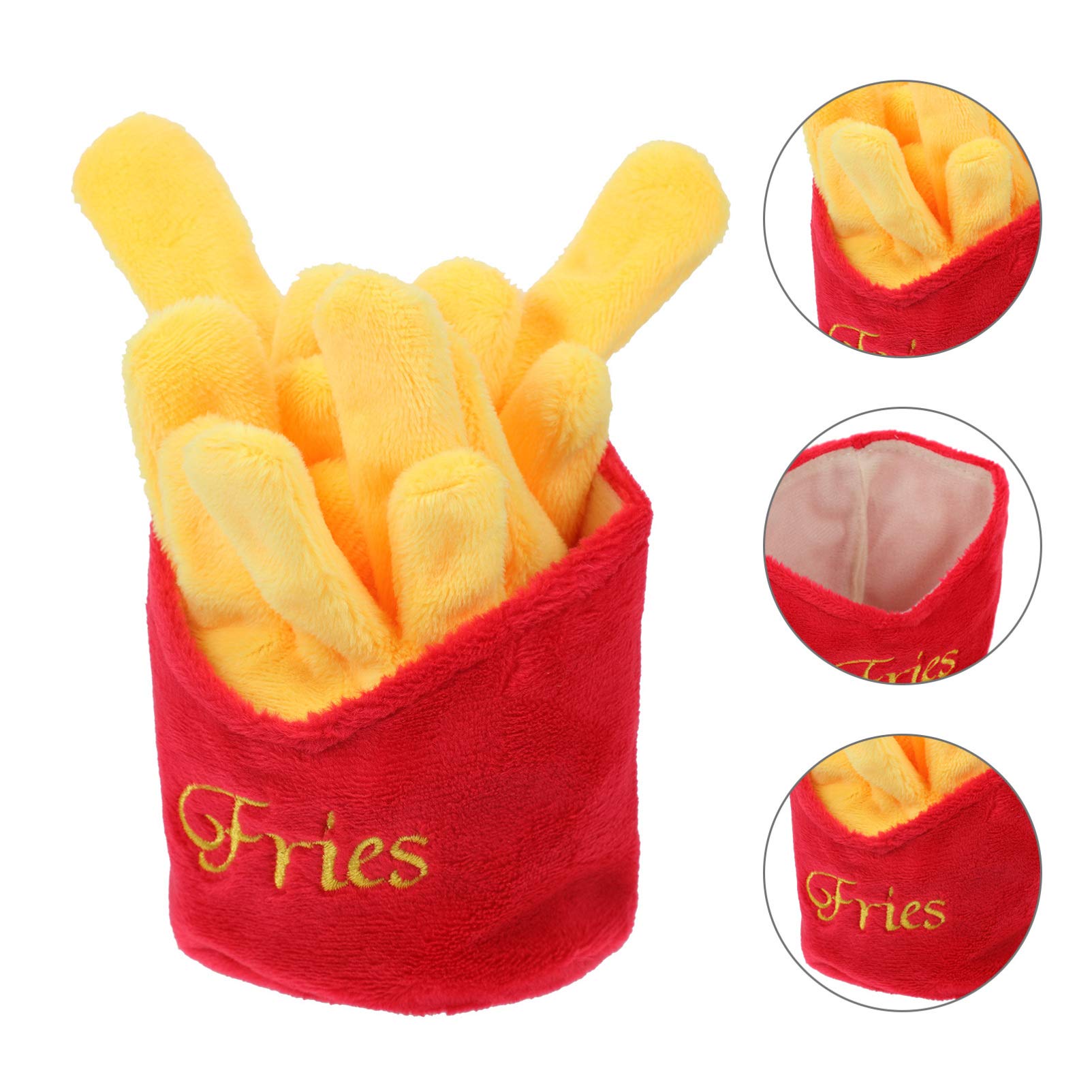 POPETPOP Dog Chew Toys, Plush Stuffed Puppy Chew Toys Shaped Plush Dog Toy Pack Hot Dog French Fries Plush Dog Toy for Small Medium Dogs