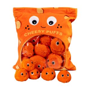 cheesy puffs plush toy balls, puff cheese puff stuffed toy game pillow cushion cute plush pillow throw pillow, creative removable stuffed animal toys (big 9 balls)