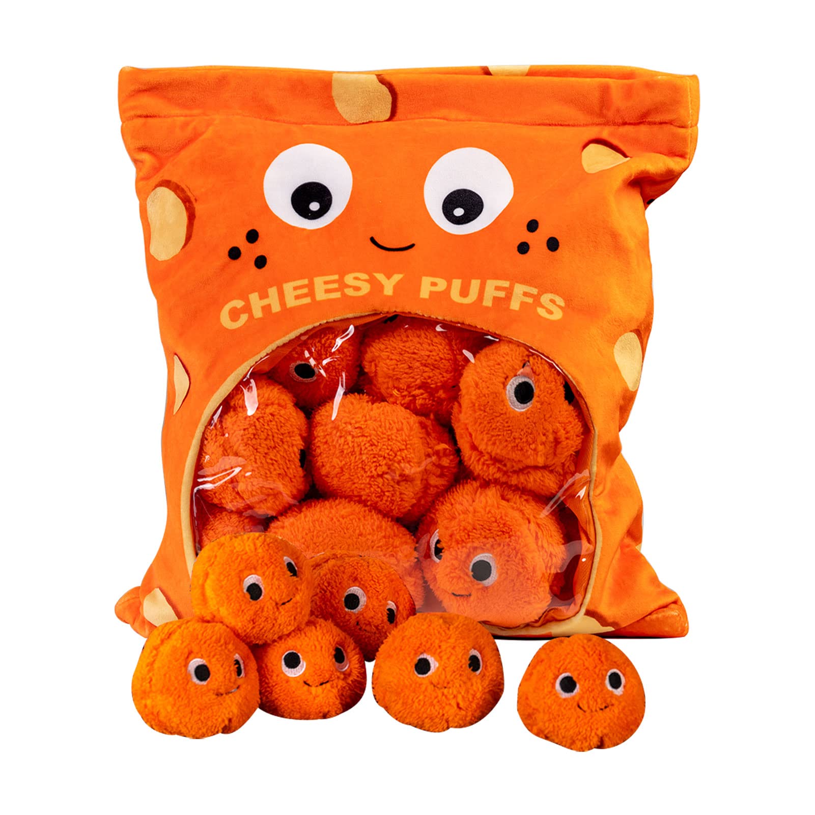 Cheesy Puffs Plush Toy Balls, Puff Cheese Puff Stuffed Toy Game Pillow Cushion Cute Plush Pillow Throw Pillow, Creative Removable Stuffed Animal Toys (Big 9 Balls)