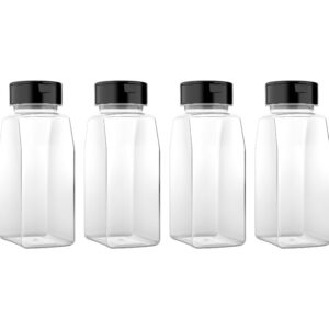 Mountain West Plastic Spice Jars with Shaker Lids (16 fl oz, 4-Pack) Reusable Jars Perfect for an Organized Kitchen