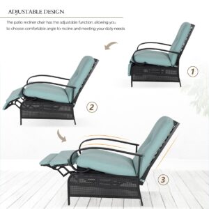 Ulax furniture Outdoor Recliner Chair Adjustable Patio Reclining Lounge Chair with 100% Olefin Cushion (Mist)