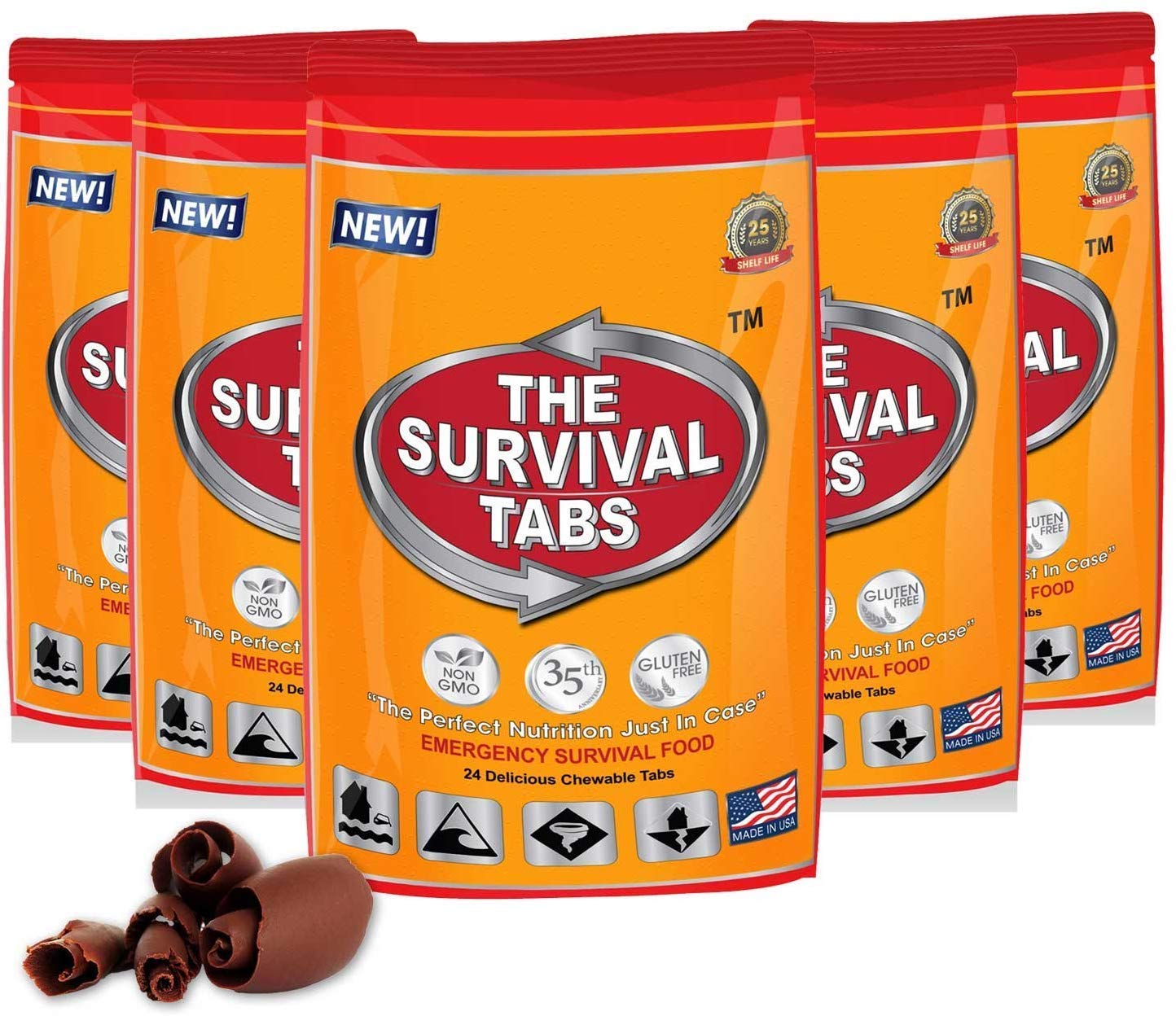 Survival Tabs 5-Pack 24 tabs per pack Chocolate