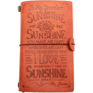 leather journal – gifts from grandpa to grandson, birthday, holiday, christmas, new year – 1 set （sunshine）