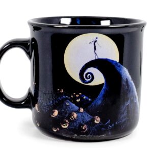 The Nightmare Before Christmas Jack Skellington On Spiral Hill Ceramic Camper Mug | Themed Casual Drinkware For Coffee, Tea, Hot Cocoa | Holds 20 Ounces