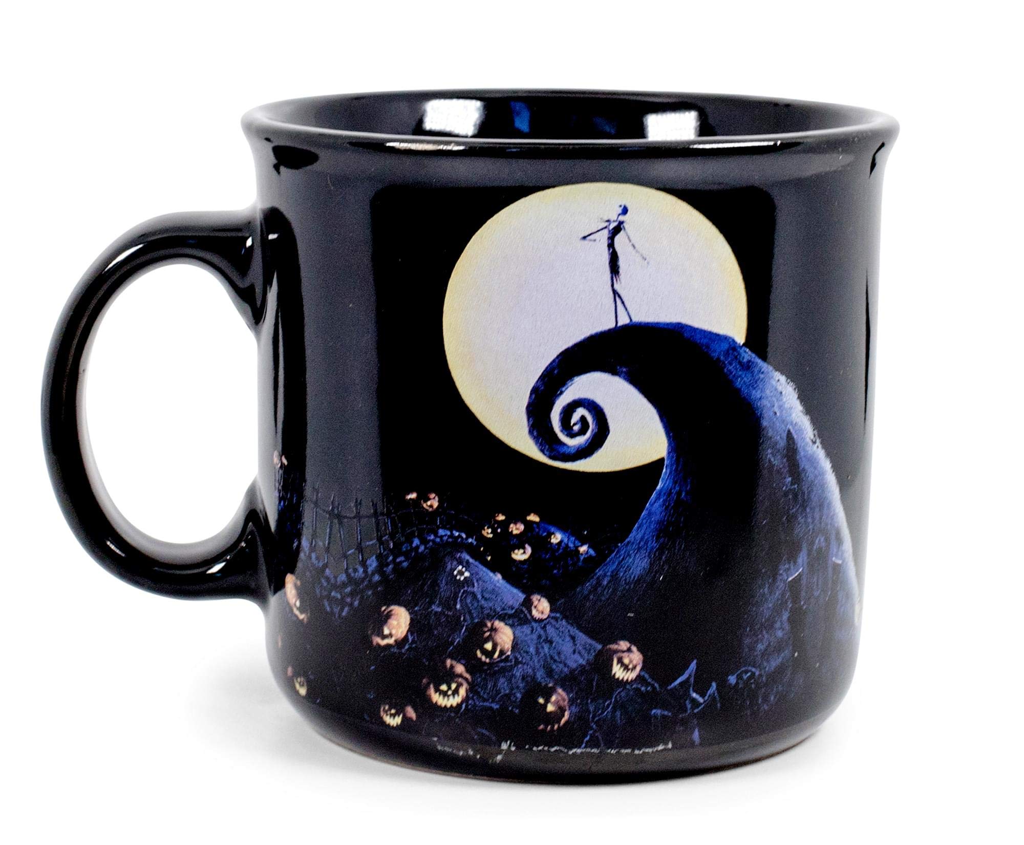 The Nightmare Before Christmas Jack Skellington On Spiral Hill Ceramic Camper Mug | Themed Casual Drinkware For Coffee, Tea, Hot Cocoa | Holds 20 Ounces