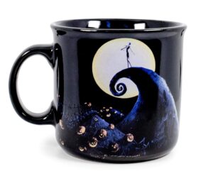 the nightmare before christmas jack skellington on spiral hill ceramic camper mug | themed casual drinkware for coffee, tea, hot cocoa | holds 20 ounces