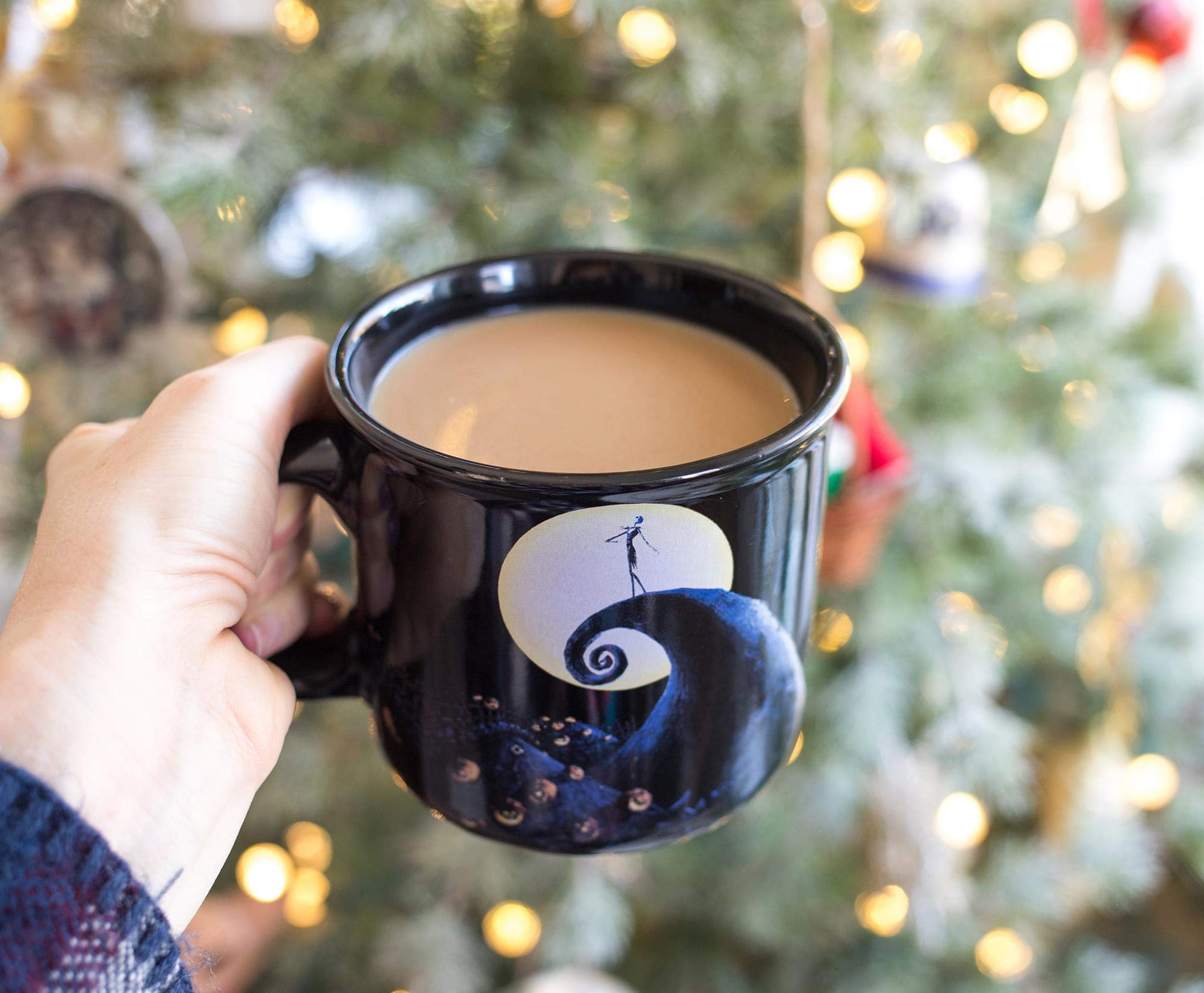 The Nightmare Before Christmas Jack Skellington On Spiral Hill Ceramic Camper Mug | Themed Casual Drinkware For Coffee, Tea, Hot Cocoa | Holds 20 Ounces