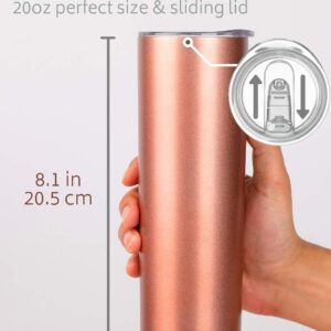 Onebttl Birthday Gifts for Women, Her, Girlfriend, Mom, Best Friends, Aunt, 20oz Stainless Steel Skinny Tumbler with Lid and Straw, Queens are Born in October - Rosegold